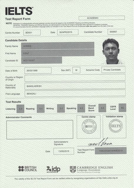 IELTS Certificate | PDF