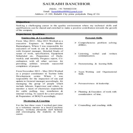 CV_SAURABH BANCHHOR_B.E_2013 - NEW | PDF