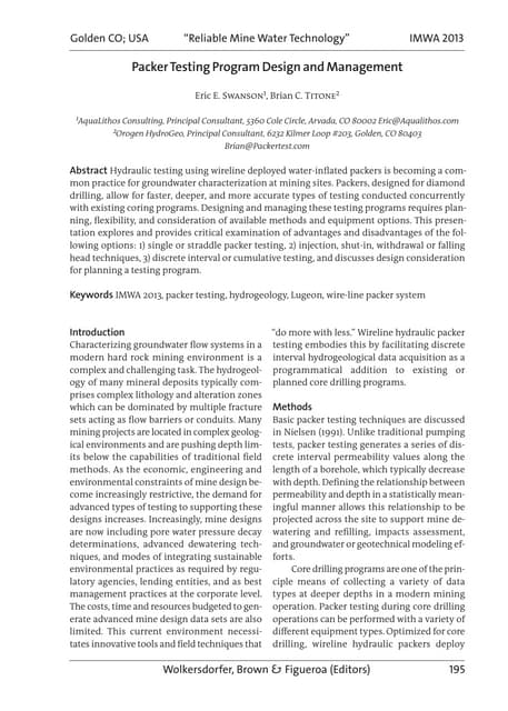 Slug Test Procedures | DOC