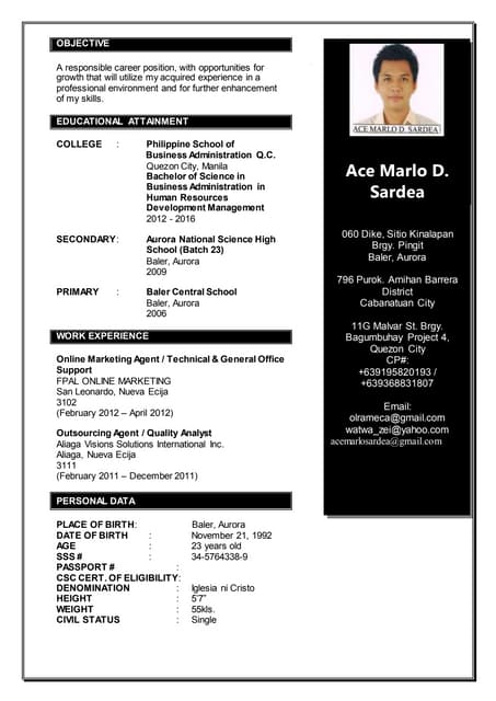 resume for OJT | DOCX | Technology & Computing
