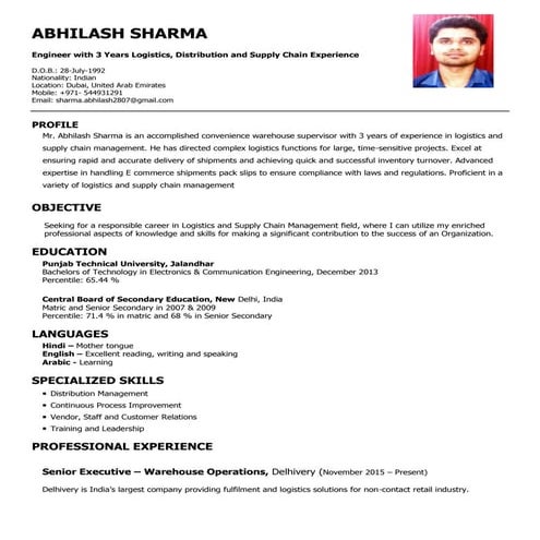 Dubai Resume Abhilash | PDF