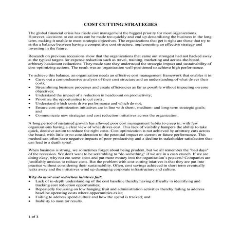 Cost Cutting Strategies | PDF