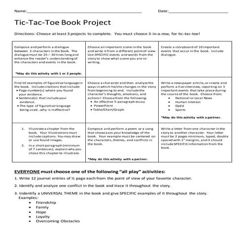 TIC TAC TOE BOOK PROJECT | PDF