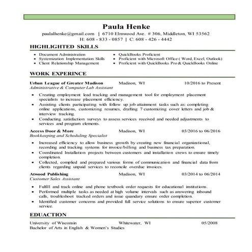 Paula Henke Resume 2016 | PDF