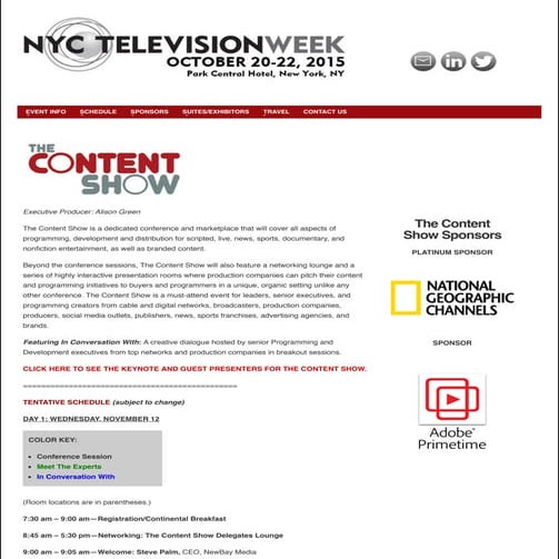 The Content Show | Broadcast Industry Event | NYC Television Week ...