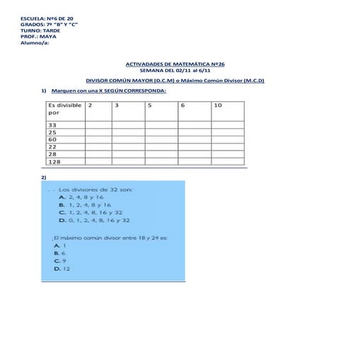 7 B C act 26 matematica | PDF