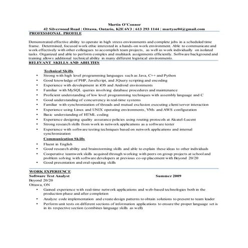 Ron Thomson Resume June2011 | DOC