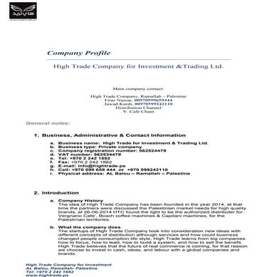 Business-company profile HTC | PDF | Commodities | Economy