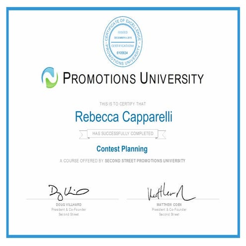 Promotions University Contest Planning | PDF