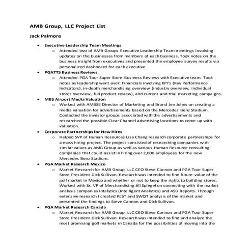 AMB Group Project List | PDF