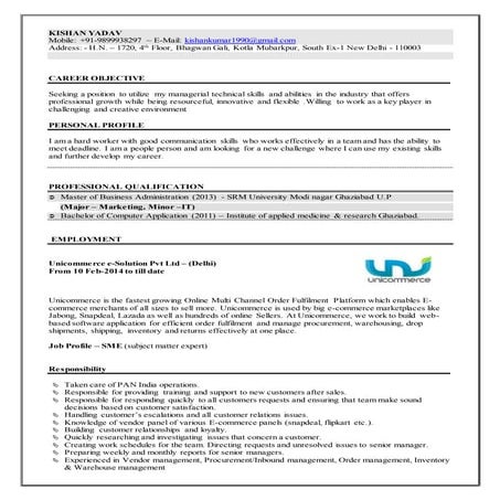 Kishan Yadav Resume-16 | PDF