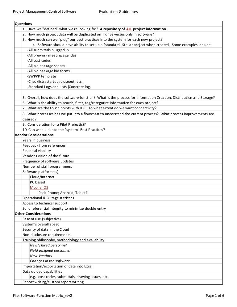 PMCS Evaluation Guidelines