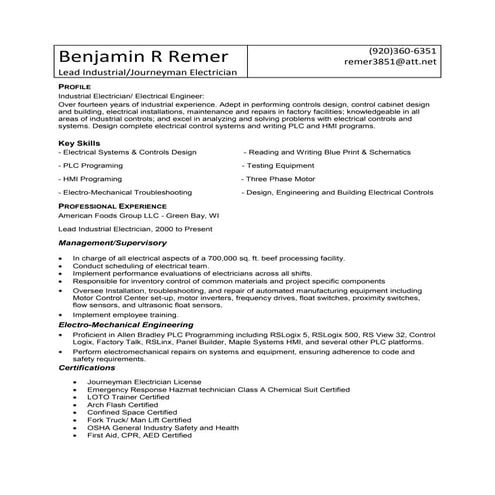 Benjamin R. Remer Resume | DOCX