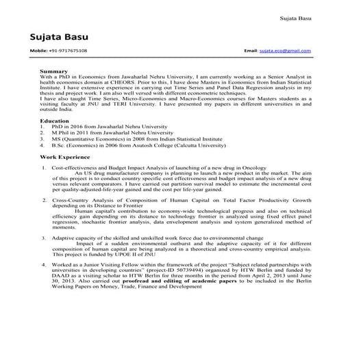 Sujata Basu_Resume | PDF