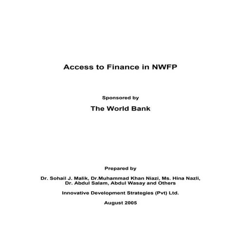 Access to Finance in NWFP | PDF