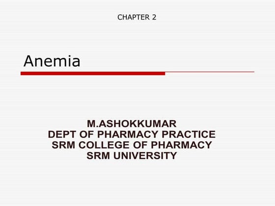 Anaemia- Classification, types, causes, pathophysiology, etiology | PPT