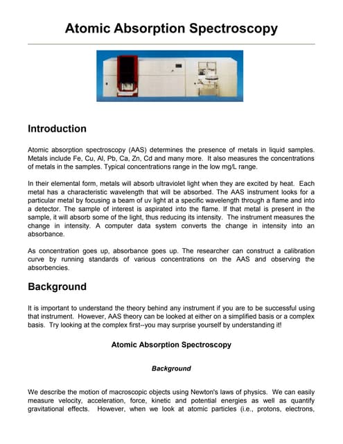 Atomic absorption spectroscopy | PPT
