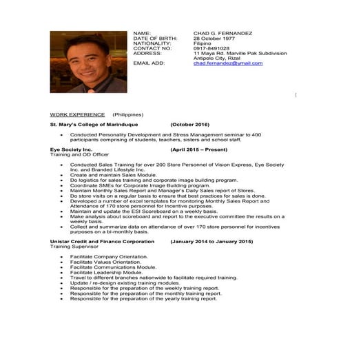 CHAD G. FERNANDEZ CV | PDF