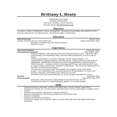 BrittanyBeatyResume2016 | PDF