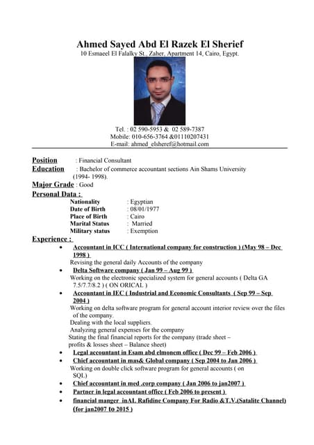 احمد عادل محاسب Ar & Eng CV | PDF