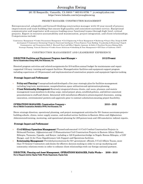 J Ewing Project Manager III Resume | DOCX | Civil Engineering Industry ...