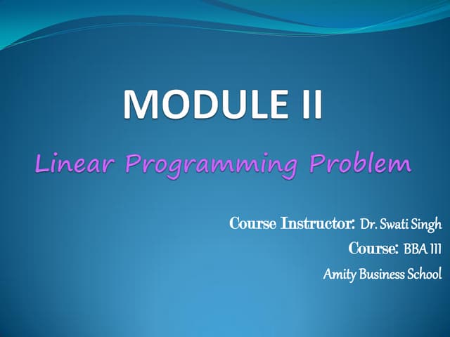 Formulation of lp problems