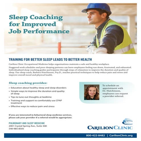 Occ Med Sleep Coach Flyer | PDF