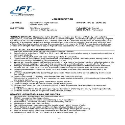 Asst Chief Flight Instructor - Job description | DOC