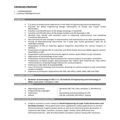 Fresher Resume | DOCX