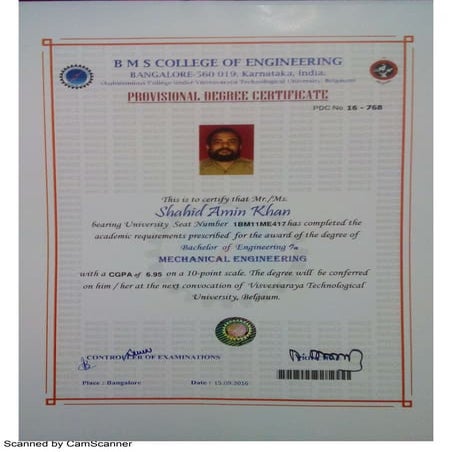 BE Certificate | PDF