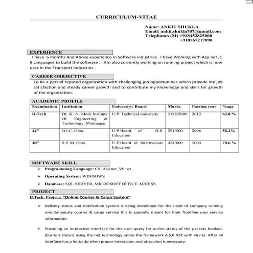 Ankit RESUME | DOC | Databases | Computer Software and Applications