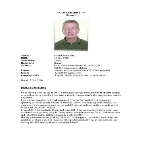 Harm Flik Resume | DOC