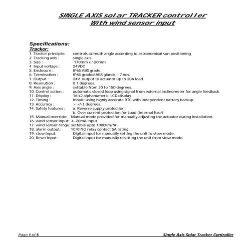 solar tracker manual with wind sensor | PDF
