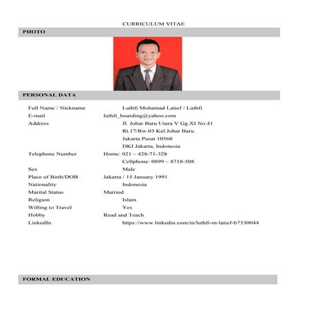 CV - Luthfi Mohamad Latief | DOC | Databases | Computer Software and Applications