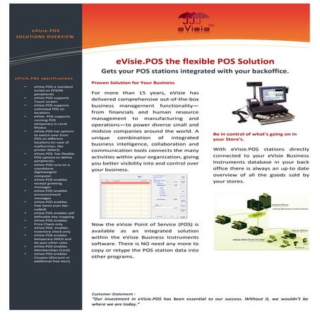 eVisie.BIZ POS Datasheet 012015 | PDF | Computer Peripherals | Computing