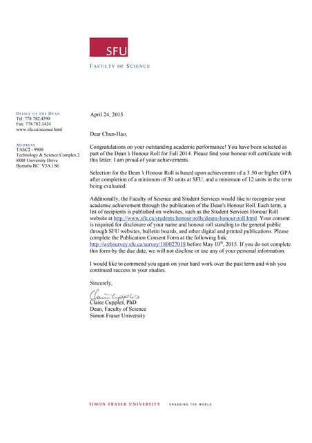 Dean's List Letter | PDF