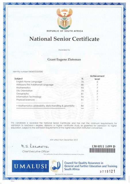 NSC Certificate.PDF | Graduation | Personal Celebrations & Life Events