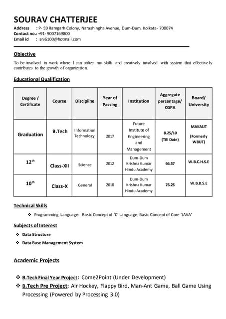 Curriculum Vitae (2) | DOC | Programming Languages | Computing