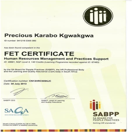 FET Certificate | PDF