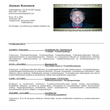 Joonas Kosonen CV+Ansioluettelo | PDF