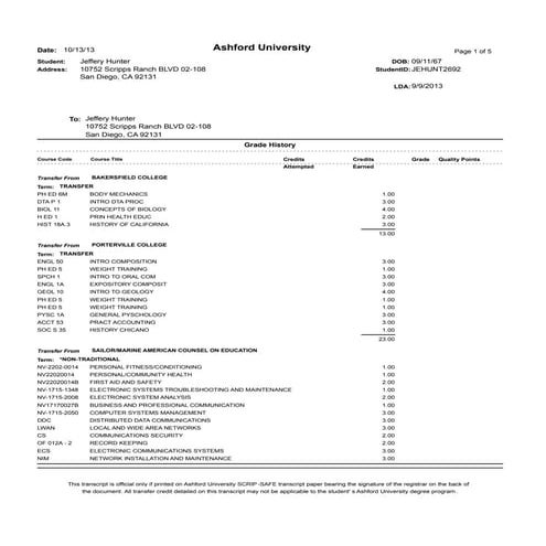 College transcripts | PDF