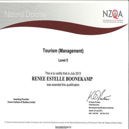 NZQA- Tourism Management level 5 | PPT