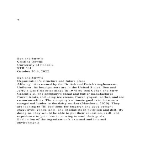 Management process case study of ben and jerry | DOCX