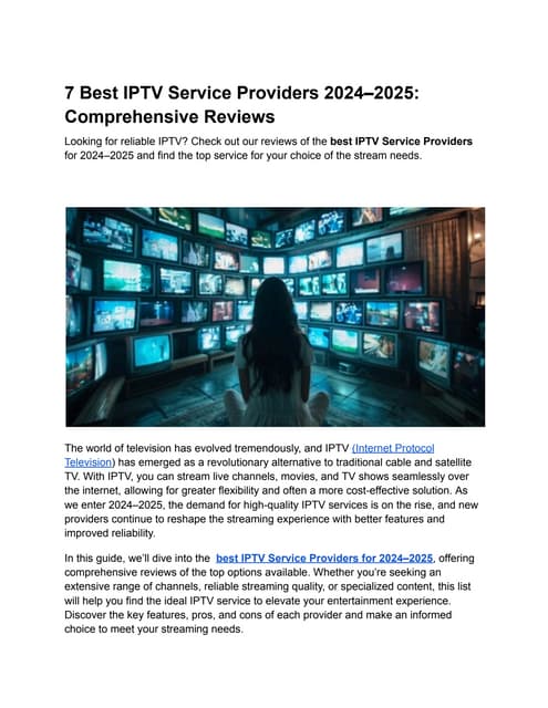 Top IPTV Service Providers in the USA for 2024: Freegotv and TereaTV | PPT