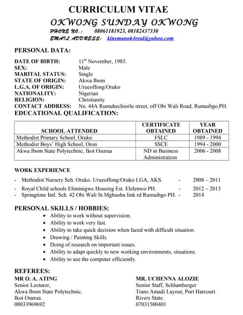 Adah curriculum vitae | DOC