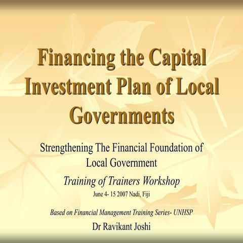 Financing Capital Investment Planning (Capital Budget) of Local ...
