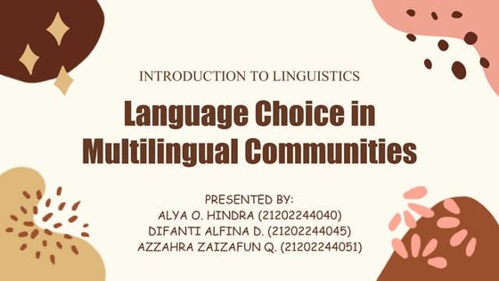 Sociolinguistics - Chapter Two - Language choice in multilingual ...