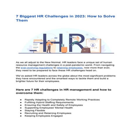 7 Biggest HR Challenges in 2023. How to Solve Them | PDF