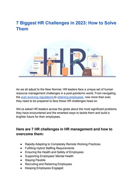 7 Biggest HR Challenges in 2023. How to Solve Them | PDF 7 Biggest HR Challenges in 2023. How to Solve Them | PDF