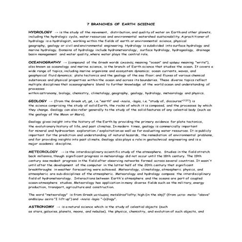 7 branches of earth science | PDF